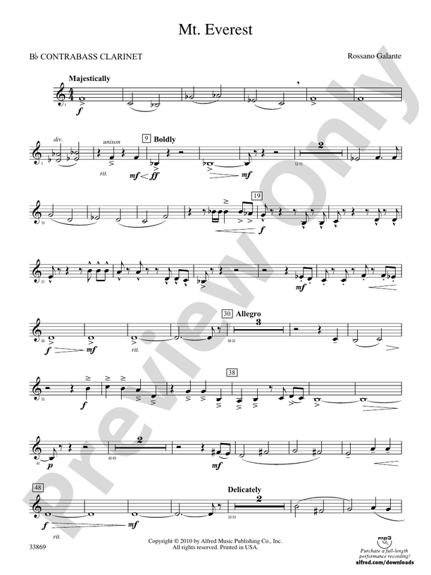Mt. Everest: (wp) B-flat Contrabass Clarinet: (wp) B-flat Contrabass Clarinet World Part ...