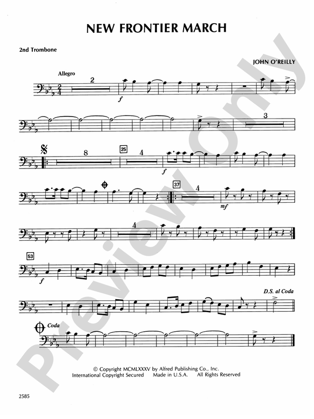 New Frontier March: 2nd Trombone: 2nd Trombone Part - Digital Sheet ...