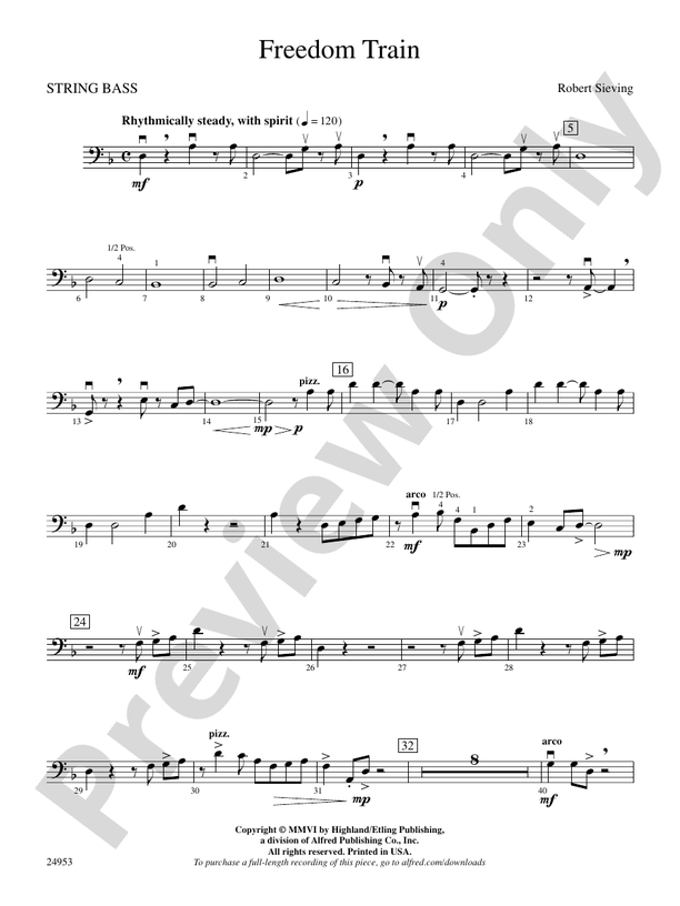 Freedom Train: String Bass: String Bass Part - Digital Sheet Music Download