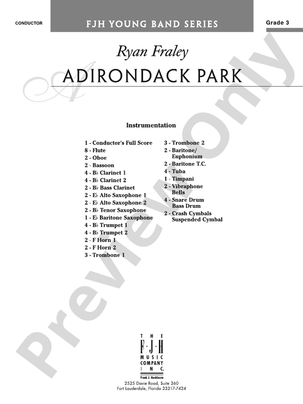 Adirondack Park: Score: : Ryan Fraley - Digital Sheet Music Download
