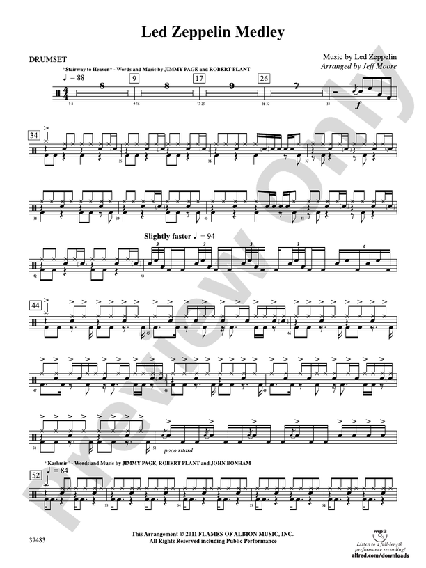 Led Zeppelin Medley: Drums: Drums Part - Digital Sheet Music Download