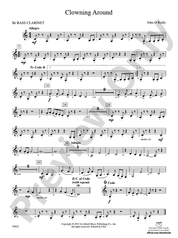 Clowning Around: B-flat Bass Clarinet: B-flat Bass Clarinet Part ...