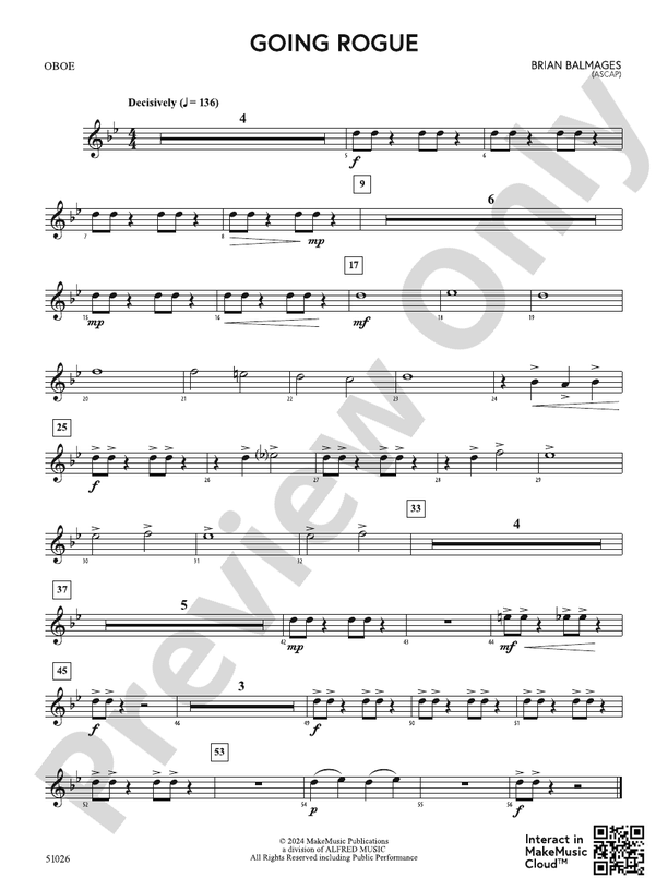 Going Rogue: Oboe: Oboe Part - Digital Sheet Music Download