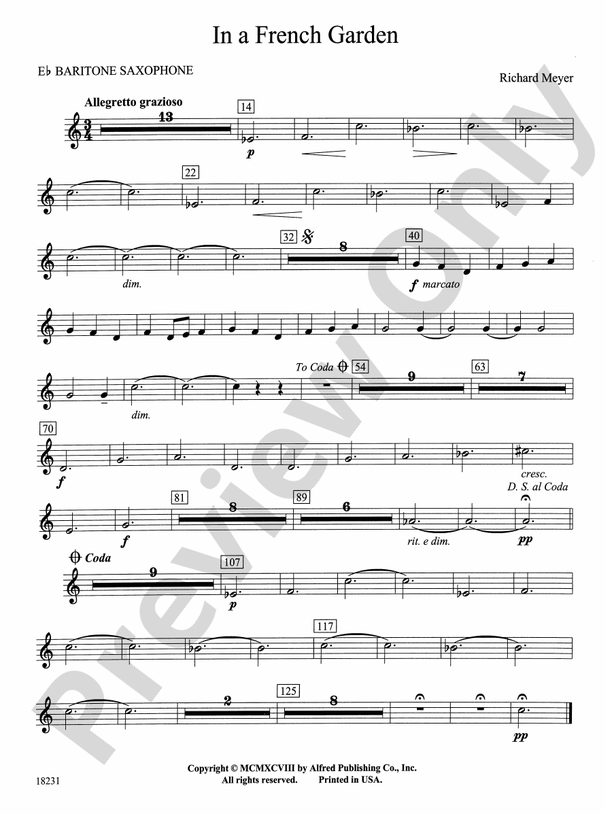 In a French Garden: E-flat Baritone Saxophone: E-flat Baritone Saxophone Part - Digital Sheet ...
