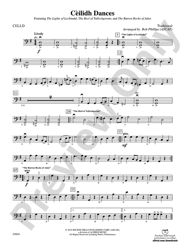 Cèilidh Dances: Cello: Cello Part - Digital Sheet Music Download