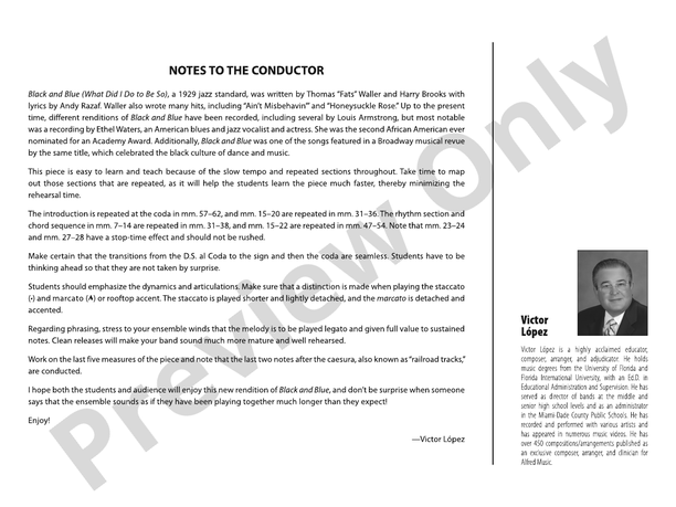 (What Did I Do to Be So) Black and Blue: Jazz Ensemble Conductor Score ...