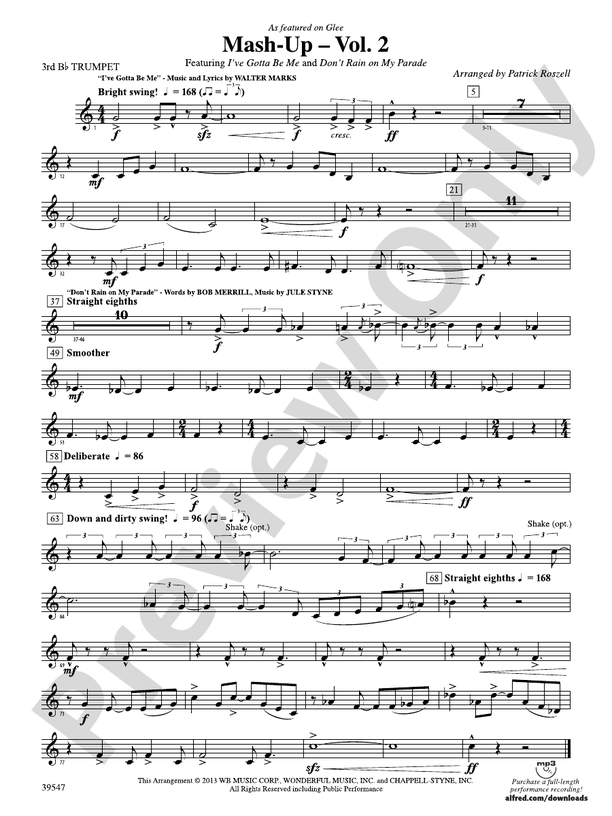 Mash-Up – Vol. 2: 3rd B-flat Trumpet: 3rd B-flat Trumpet Part - Digital Sheet Music Download