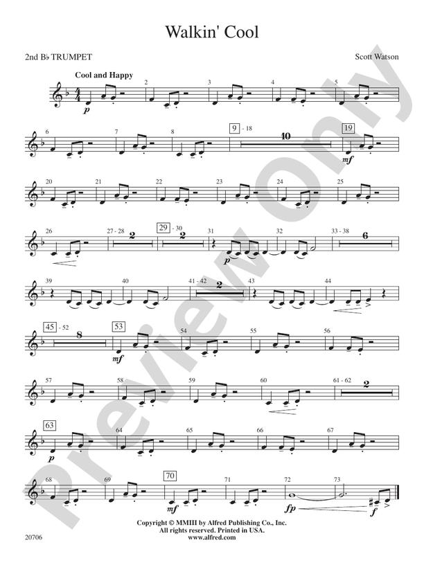 Walkin' Cool: 2nd B-flat Trumpet: 2nd B-flat Trumpet Part - Digital ...