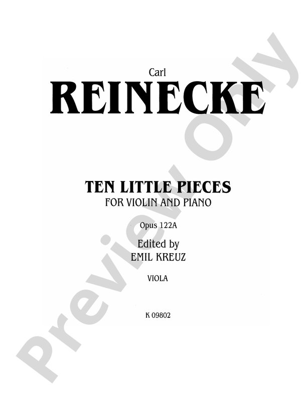 Reinecke: Ten Little Pieces (Petits Morceaux), Op. 122A: Ten Little ...