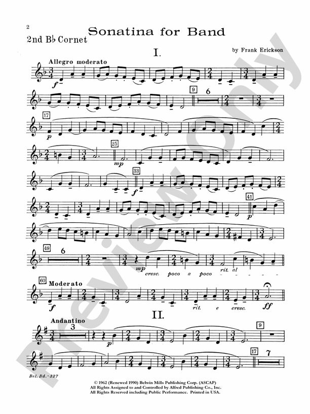 Sonatina for Band: 2nd B-flat Cornet: 2nd B-flat Cornet Part - Digital Sheet Music Download