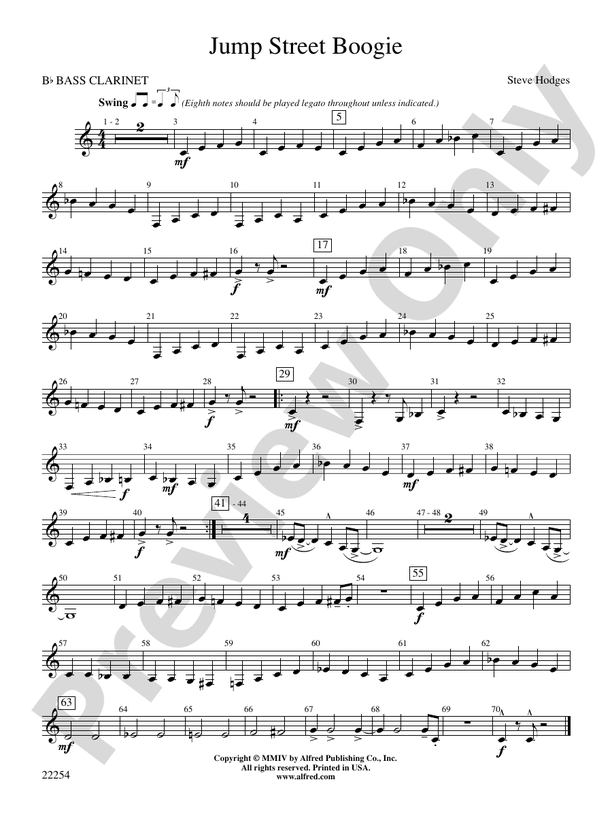 Jump Street Boogie: B-flat Bass Clarinet: B-flat Bass Clarinet Part ...