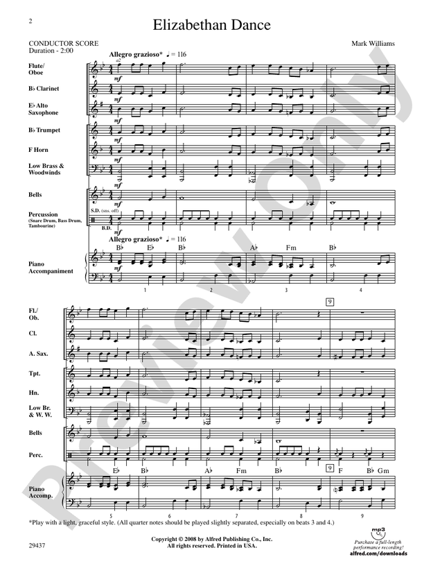 Elizabethan Dance: Score: Concert Band Score - Digital Sheet Music Download