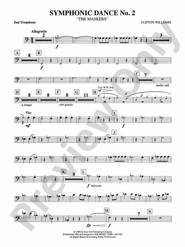 Symphonic Dance No. 2: 2nd Trombone: 2nd Trombone Part - Digital Sheet Music Download