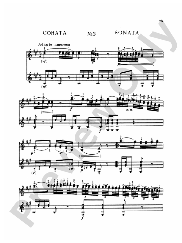 Paganini: Six Sonatas for Violin and Guitar, Op. 3: No. 5, in A Major - Score Part - Digital ...