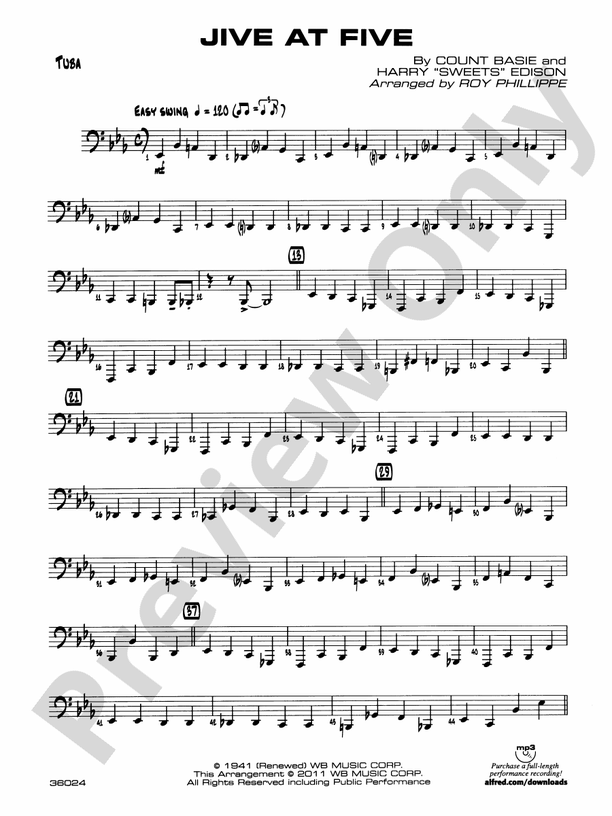 Jive at Five: Tuba: Tuba Part - Digital Sheet Music Download