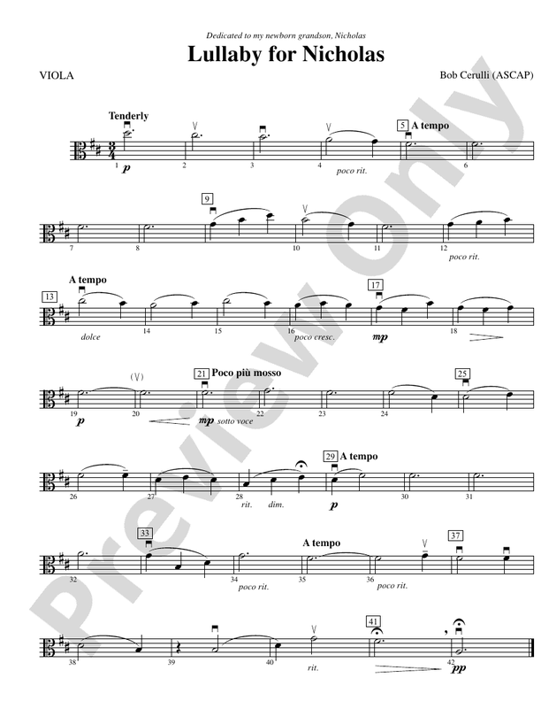 Lullaby for Nicholas: Viola: Viola Part - Digital Sheet Music Download