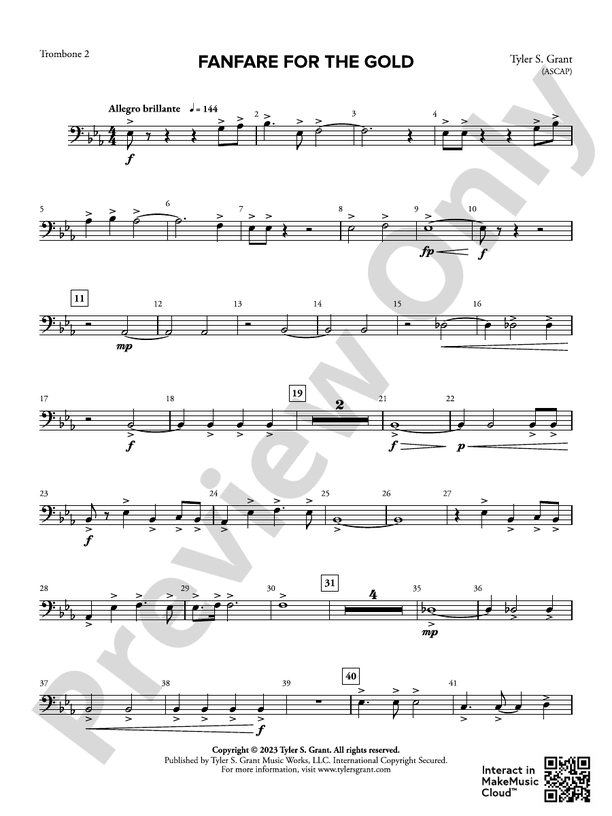 Fanfare for the Gold: 2nd Trombone: 2nd Trombone Part - Digital Sheet Music Download
