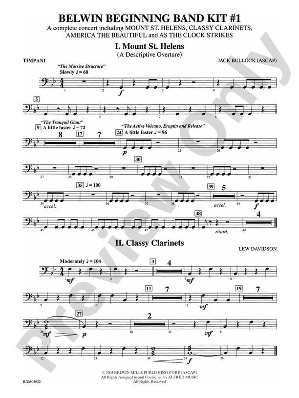Belwin Beginning Band Kit #1: Timpani: Timpani Part - Digital Sheet ...