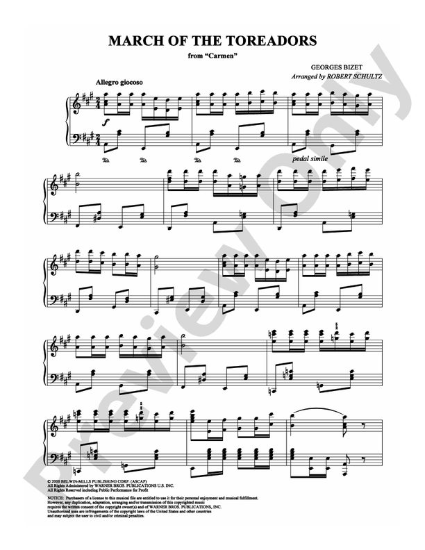 March of the Toreadors: Piano: Georges Bizet - Digital Sheet Music Download