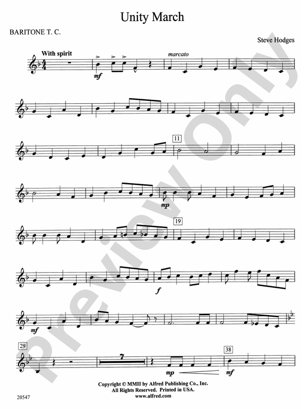 Unity March: Baritone T.C.: Baritone T.C. Part - Digital Sheet Music ...