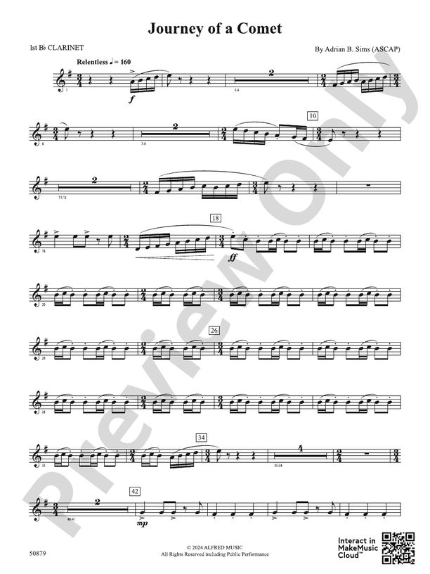 Journey of a Comet: 1st B-flat Clarinet: 1st B-flat Clarinet Part ...