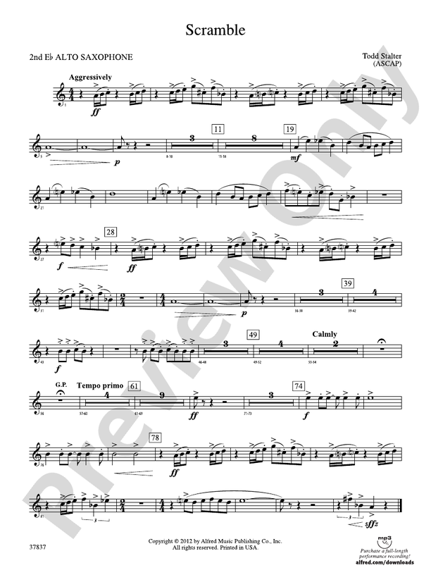 Scramble: 2nd E-flat Alto Saxophone: 2nd E-flat Alto Saxophone Part - Digital Sheet Music Download