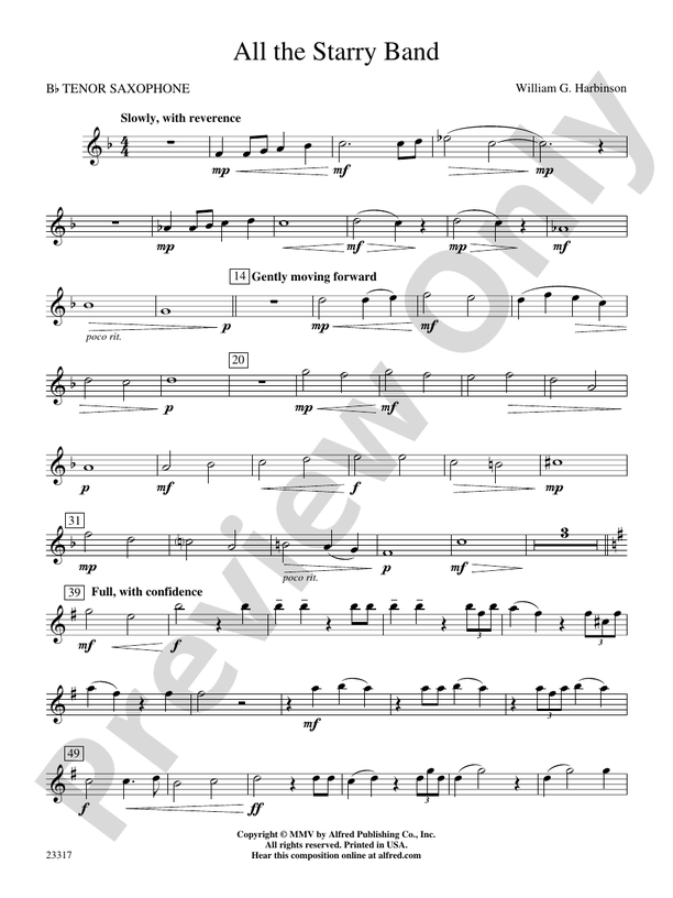 All the Starry Band: B-flat Tenor Saxophone: B-flat Tenor Saxophone ...