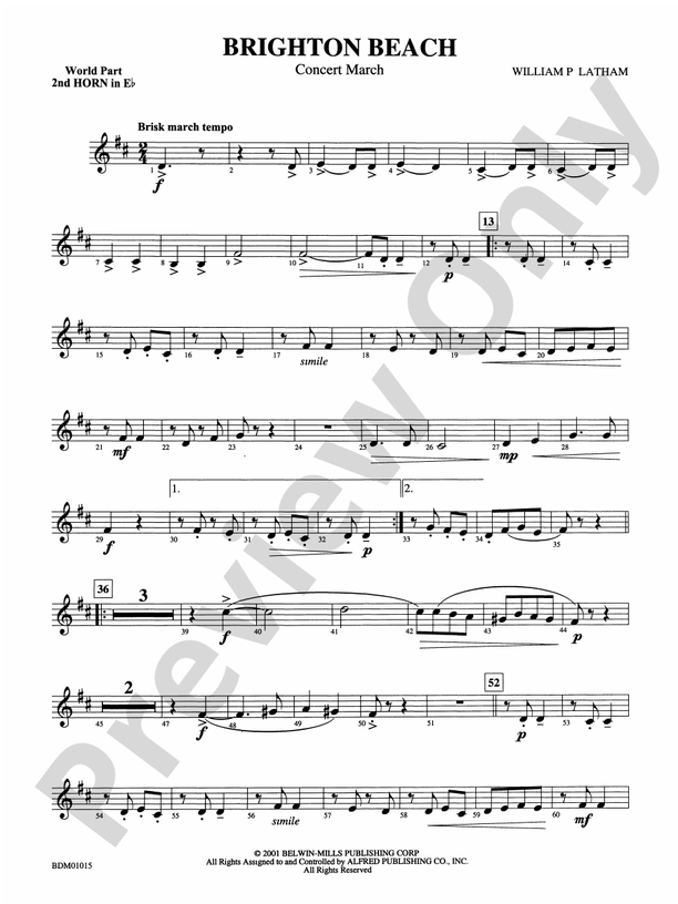 Brighton Beach (Concert March): (wp) 2nd Horn in E-flat: (wp) 2nd Horn ...