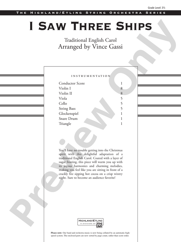 I Saw Three Ships: Score: String Orchestra Score - Digital Sheet Music ...