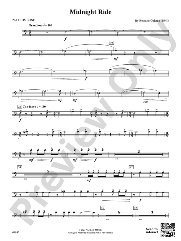 Midnight Ride: 2nd Trombone: 2nd Trombone Part - Digital Sheet Music ...