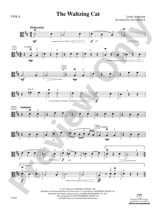 The Waltzing Cat: Viola: Viola Part - Digital Sheet Music Download