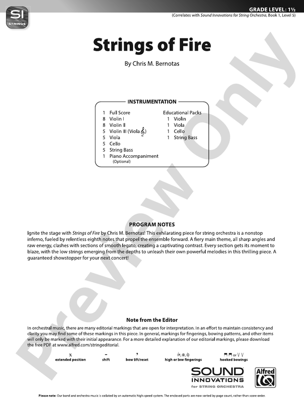 Strings of Fire: Flexible String Ensemble Score & Parts: Chris M ...