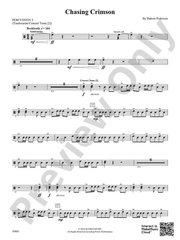 Chasing Crimson: 2nd Percussion: 2nd Percussion Part - Digital Sheet Music Download