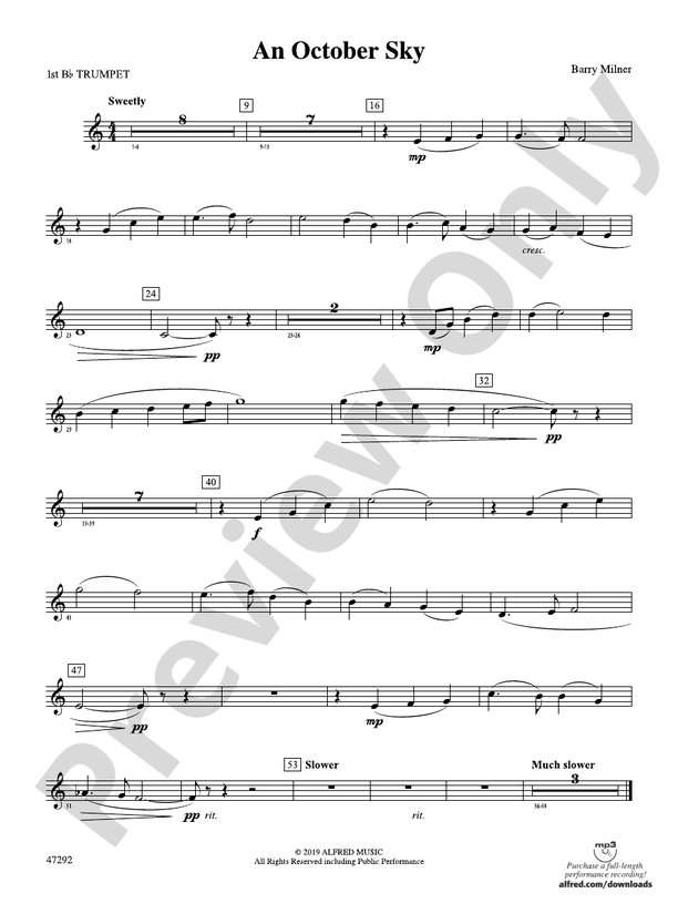 An October Sky: 1st B-flat Trumpet: 1st B-flat Trumpet Part - Digital ...