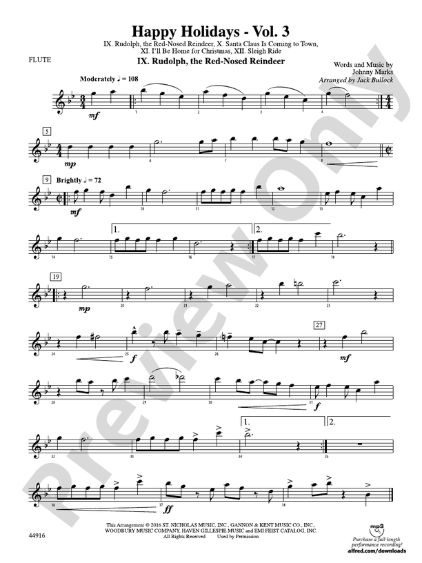 Happy Holidays---Vol. 3: Flute: Flute Part - Digital Sheet Music Download