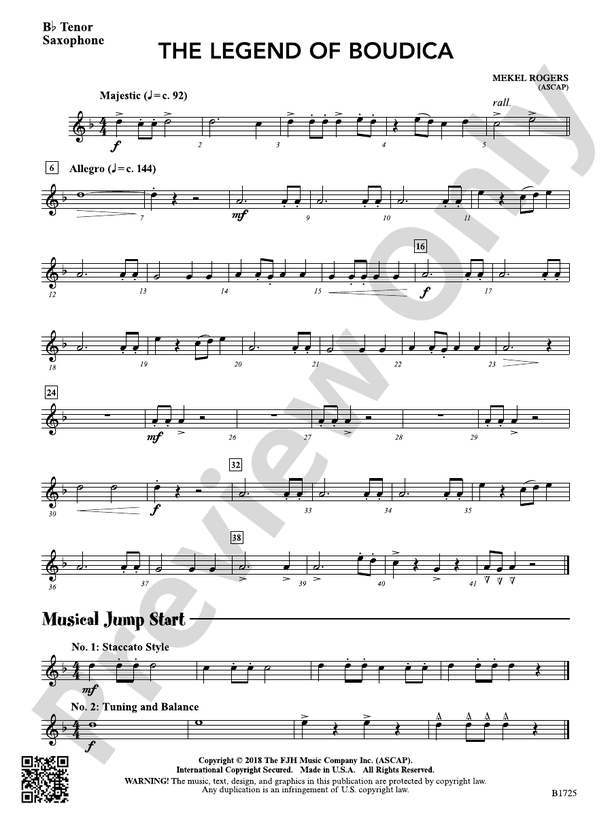 The Legend of Boudica: B-flat Tenor Saxophone: B-flat Tenor Saxophone ...