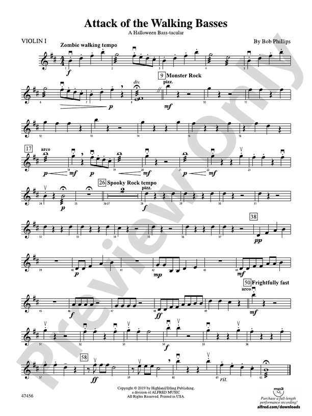 Attack of the Walking Basses: 1st Violin: 1st Violin Part - Digital ...