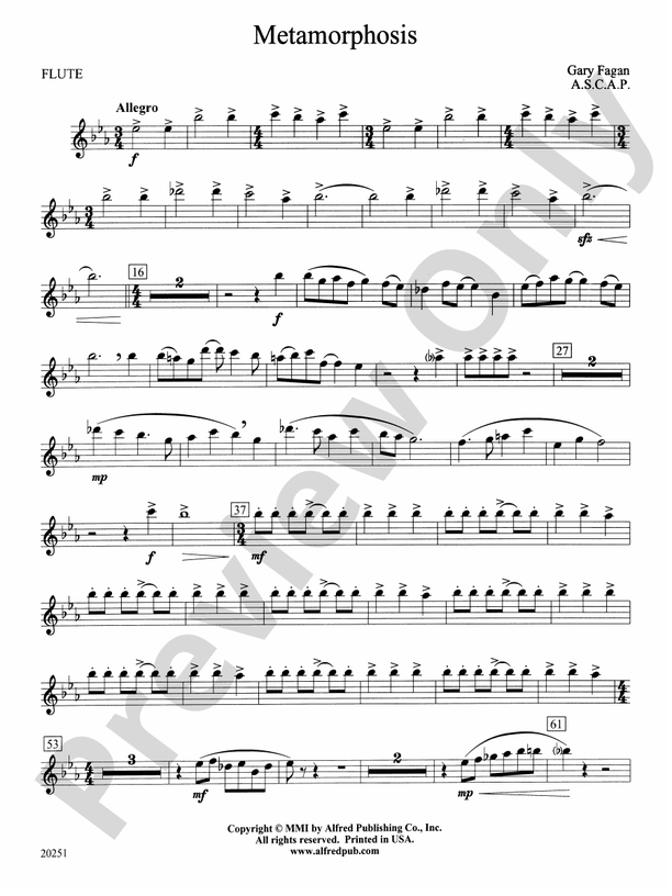 Metamorphosis: Flute: Flute Part - Digital Sheet Music Download