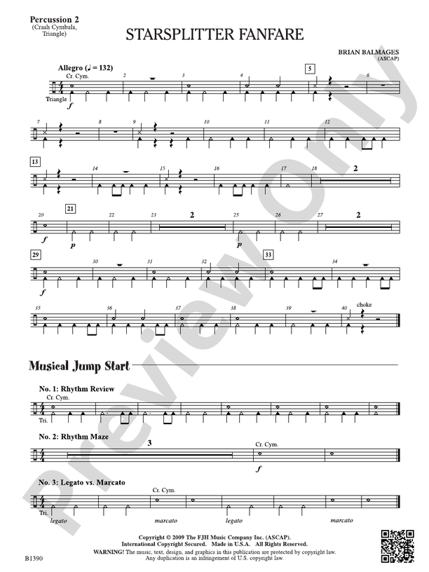 Starsplitter Fanfare: Percussion 2: Percussion 2 Part: Brian Balmages - Digital Sheet Music Download