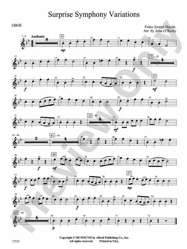 Surprise Symphony Variations: Oboe: Oboe Part - Digital Sheet Music ...