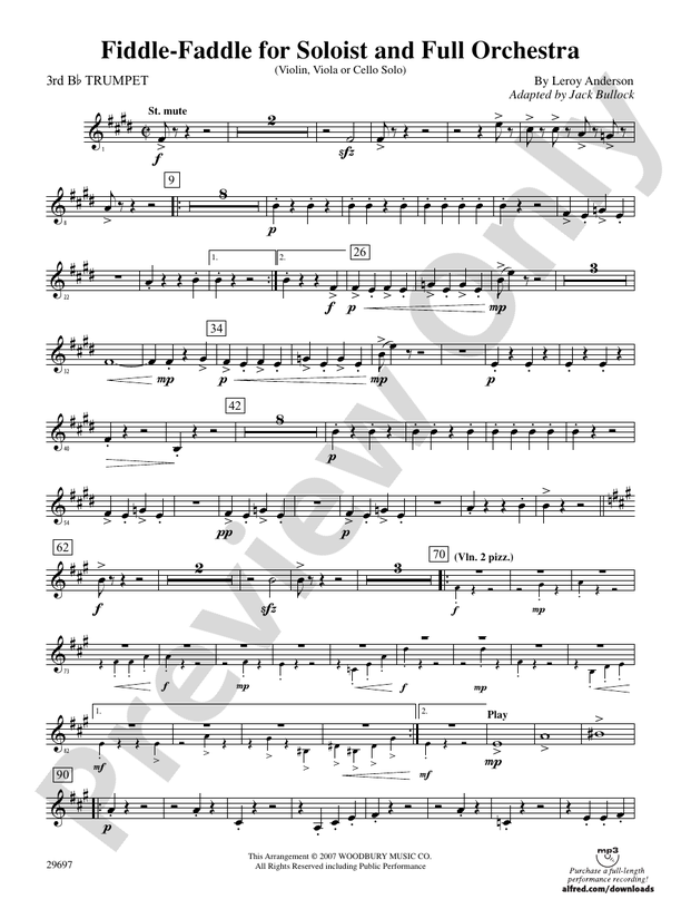 Fiddle-Faddle for Soloist and Full Orchestra: 3rd B-flat Trumpet: 3rd B ...