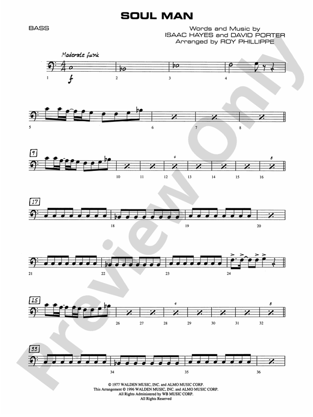 Soul Man: String Bass: String Bass Part - Digital Sheet Music Download