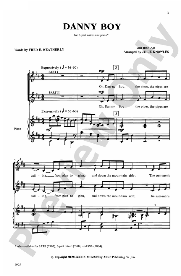 Danny Boy: 2-Part Choral Octavo - Digital Sheet Music Download