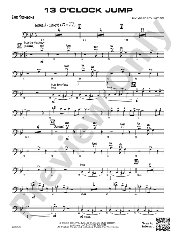 13 O'Clock Jump: 2nd Trombone: 2nd Trombone Part - Digital Sheet Music ...