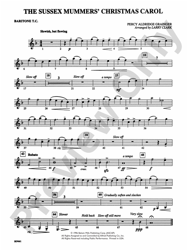 The Sussex Mummers' Christmas Carol: Baritone T.C.: Baritone T.C. Part ...