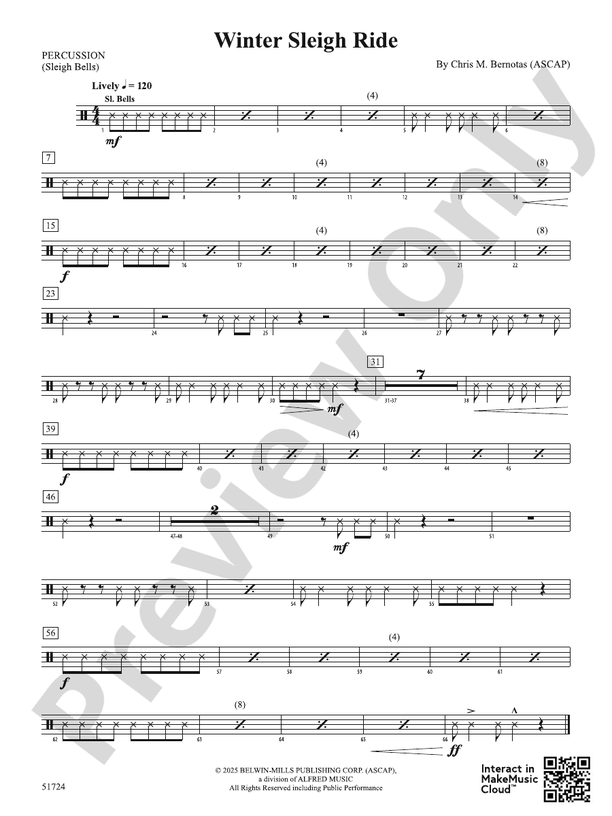 Winter Sleigh Ride: 1st Percussion: 1st Percussion Part - Digital Sheet ...