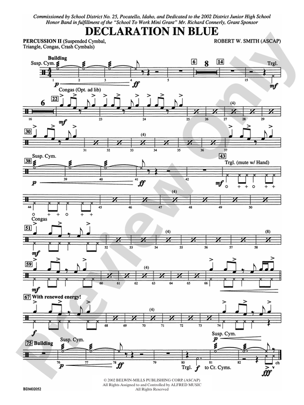 Declaration in Blue: 2nd Percussion: 2nd Percussion Part - Digital ...