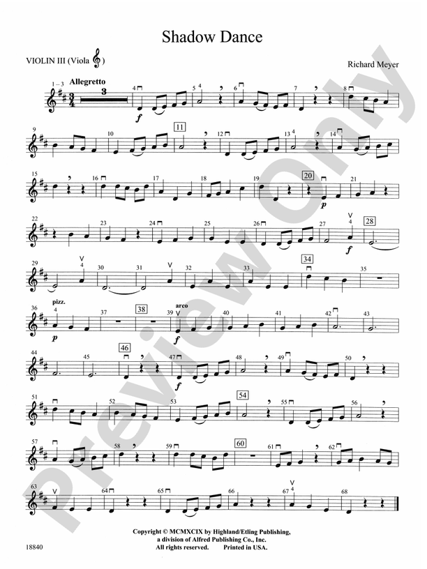 Shadow Dance: 3rd Violin (Viola [TC]): 3rd Violin (Viola [TC]) Part ...