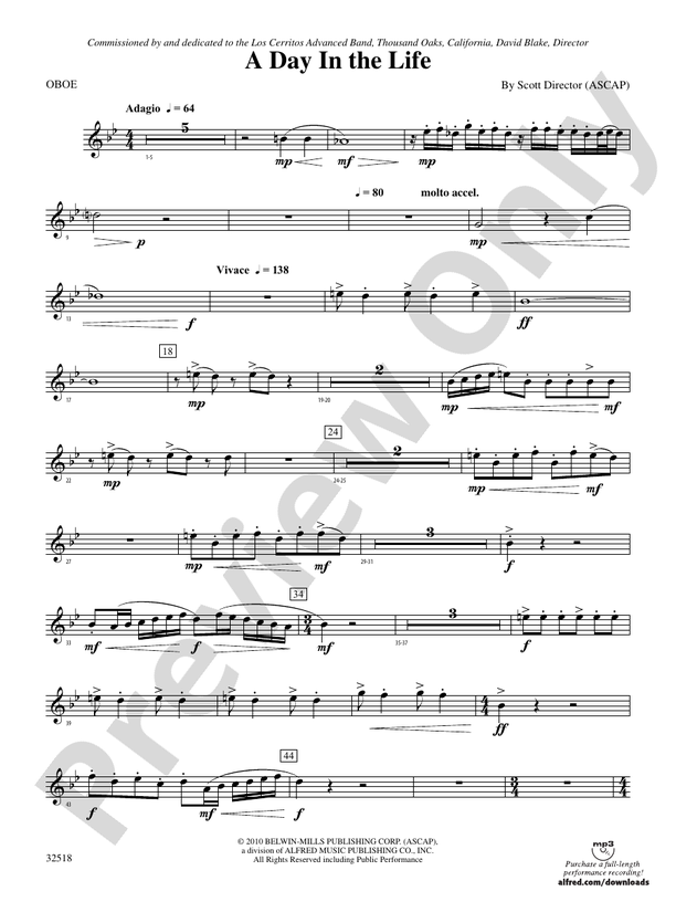 A Day in the Life: Oboe: Oboe Part - Digital Sheet Music Download
