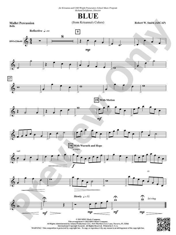 Blue - From Krisanna's Colors: 1st Mallet Percussion: 1st Mallet Percussion Part: Robert W ...